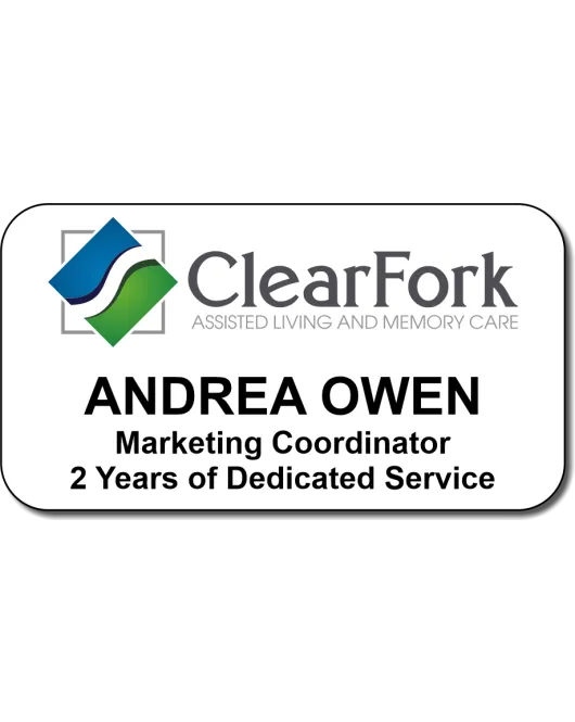 Clear Fork Nametags with Title and Years of Service